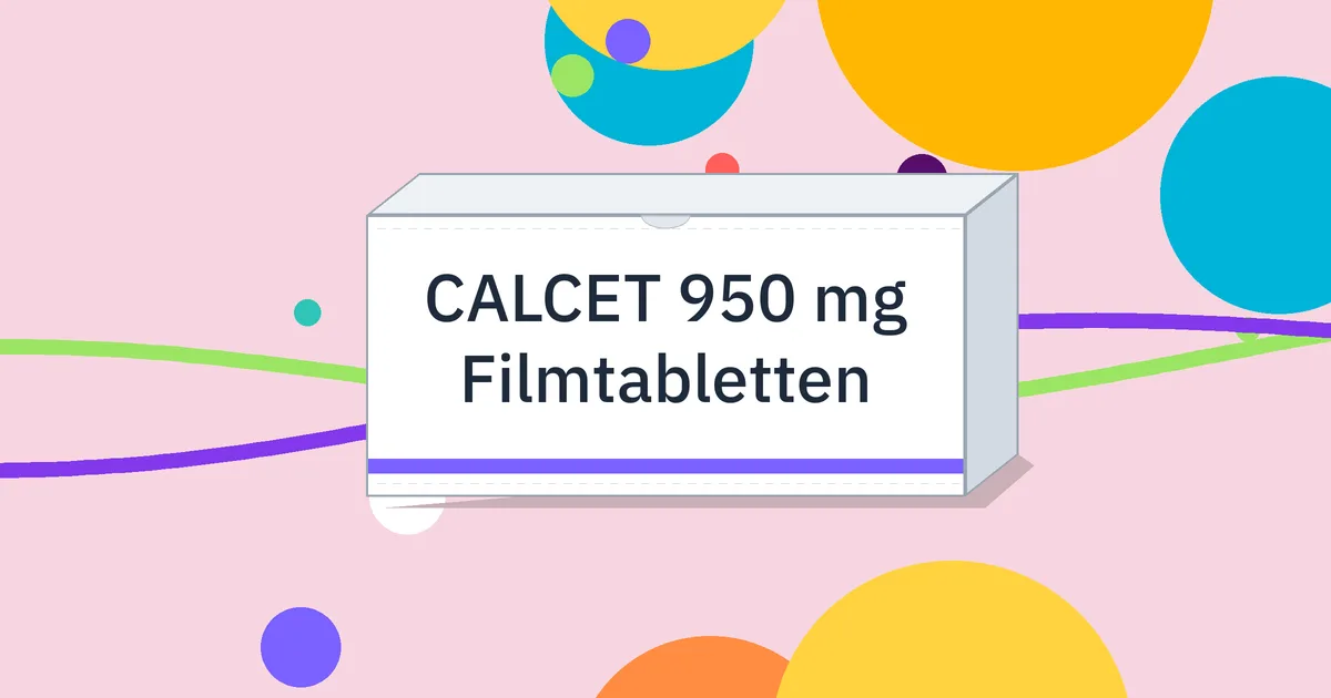 Symbolbild: Packung mit der Aufschrift CALCET 950 mg Filmtabletten (PZN 07226546) – Verfügbarkeit und Bezug in Apotheken in Frankfurt am Main