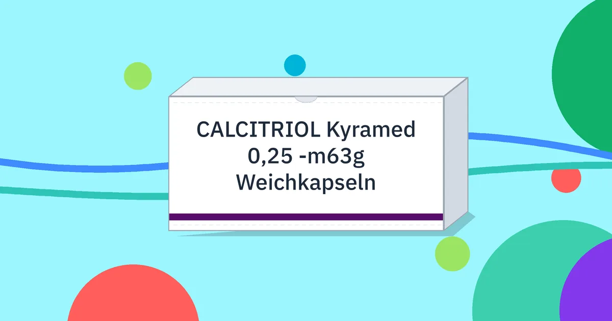Symbolbild: Packung mit der Aufschrift CALCITRIOL Kyramed 0,25 -m63g Weichkapseln (PZN 03193028) – Verfügbarkeit und Bezug in Apotheken in Frankfurt am Main
