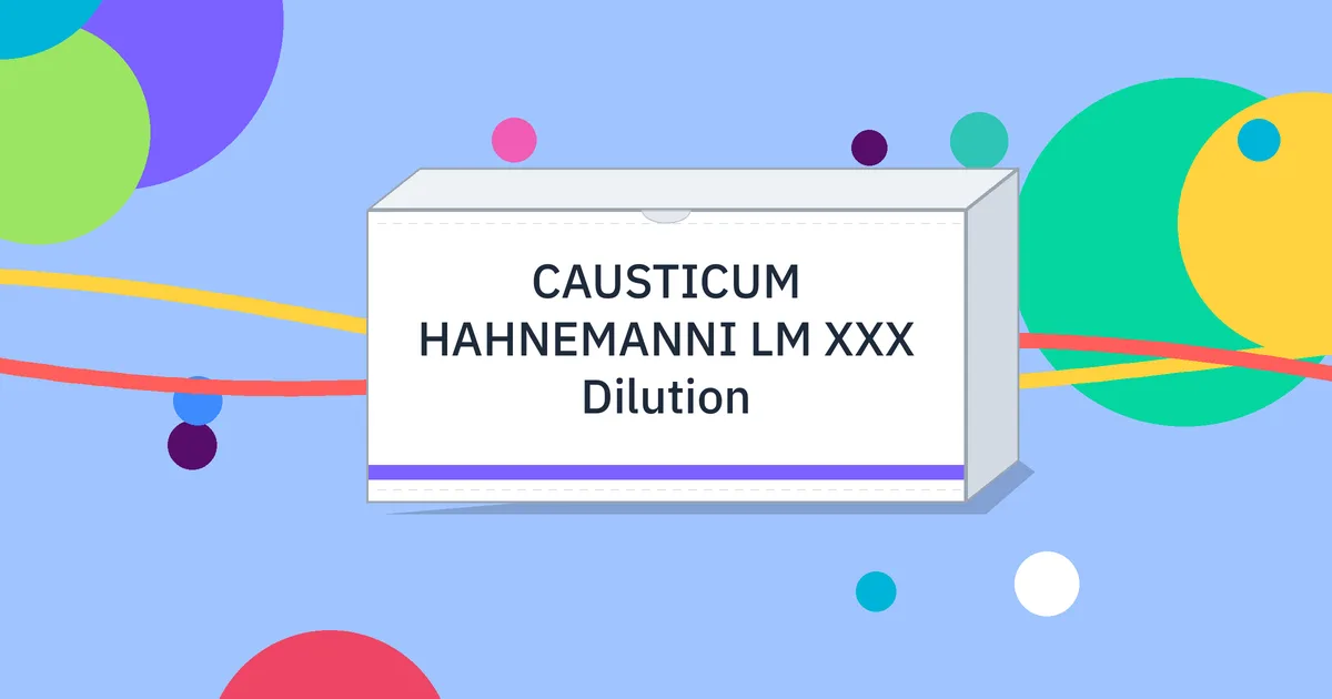 Symbolbild: Packung mit der Aufschrift CAUSTICUM HAHNEMANNI LM XXX Dilution (PZN 02674168) – Verfügbarkeit und Bezug in Apotheken in Frankfurt am Main