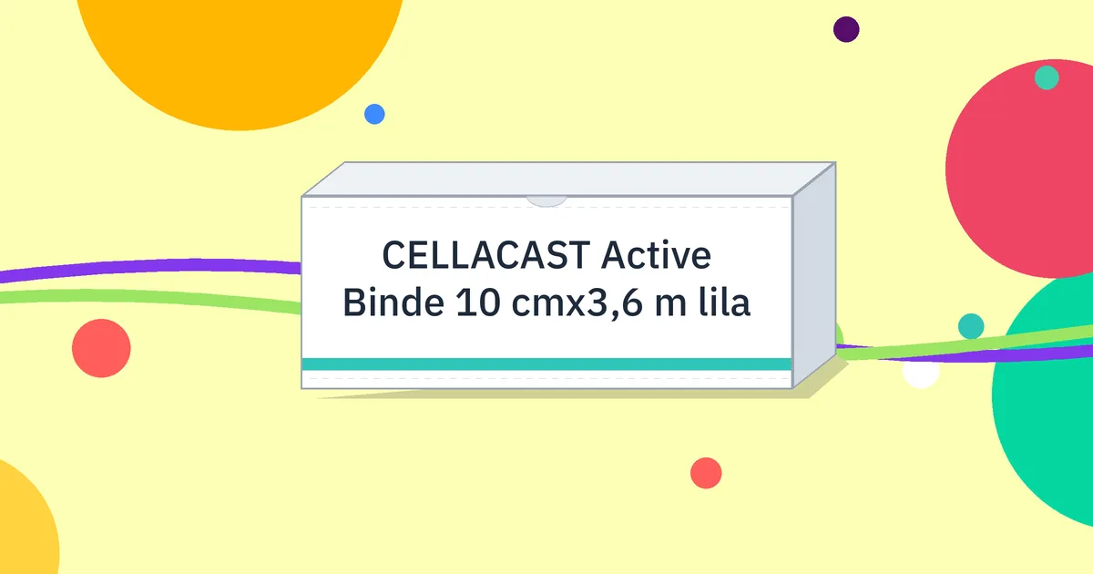 Symbolbild: Packung mit der Aufschrift CELLACAST Active Binde 10 cmx3,6 m lila (PZN 14264458) – Verfügbarkeit und Bezug in Apotheken in Frankfurt am Main