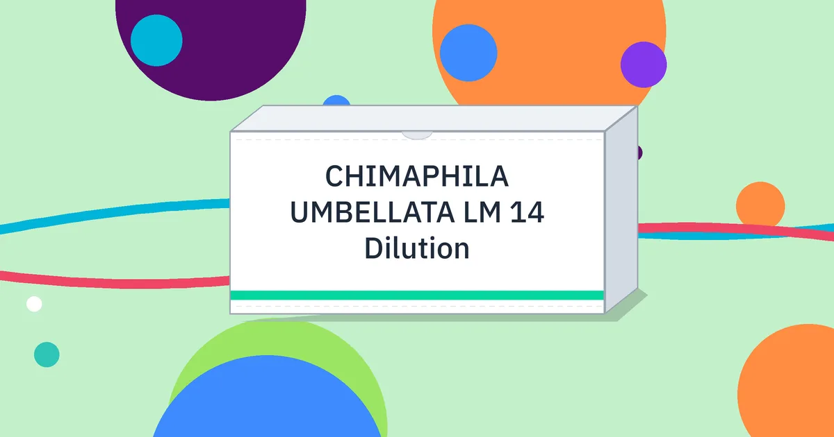 Symbolbild: Packung mit der Aufschrift CHIMAPHILA UMBELLATA LM 14 Dilution (PZN 12813406) – Verfügbarkeit und Bezug in Apotheken in Frankfurt am Main