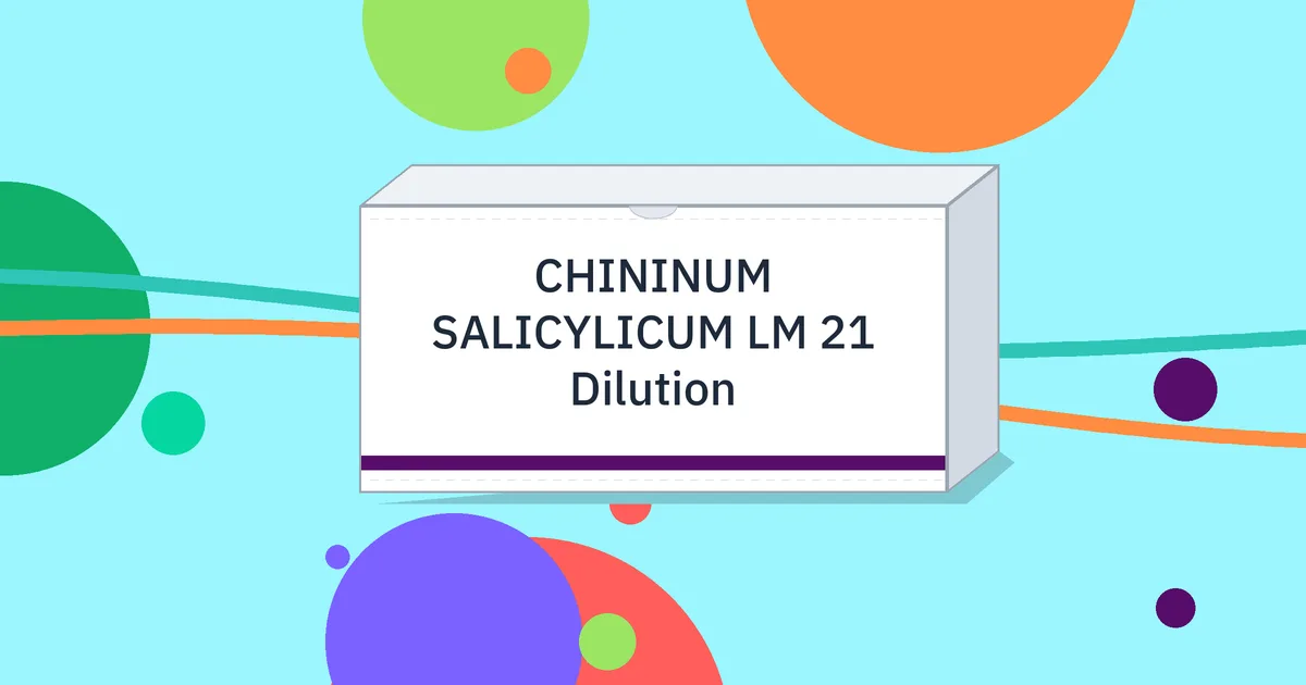 Symbolbild: Packung mit der Aufschrift CHININUM SALICYLICUM LM 21 Dilution (PZN 12815701) – Verfügbarkeit und Bezug in Apotheken in Frankfurt am Main