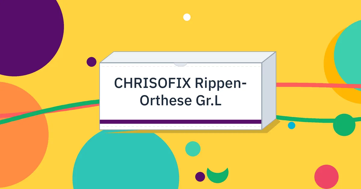 Symbolbild: Packung mit der Aufschrift CHRISOFIX Rippen-Orthese Gr.L (PZN 09914428) – Verfügbarkeit und Bezug in Apotheken in Frankfurt am Main