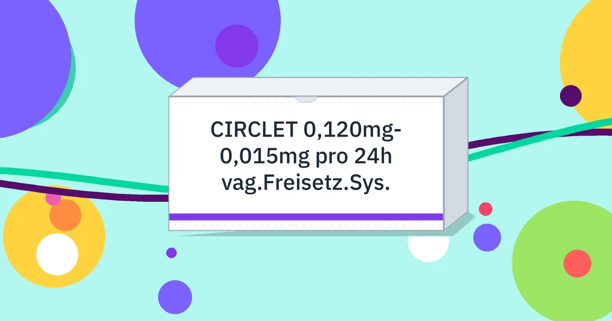 Symbolbild: Packung mit der Aufschrift CIRCLET 0,120mg-0,015mg pro 24h vag.Freisetz.Sys. (PZN 09219154) – Verfügbarkeit und Bezug in Apotheken in Frankfurt am Main