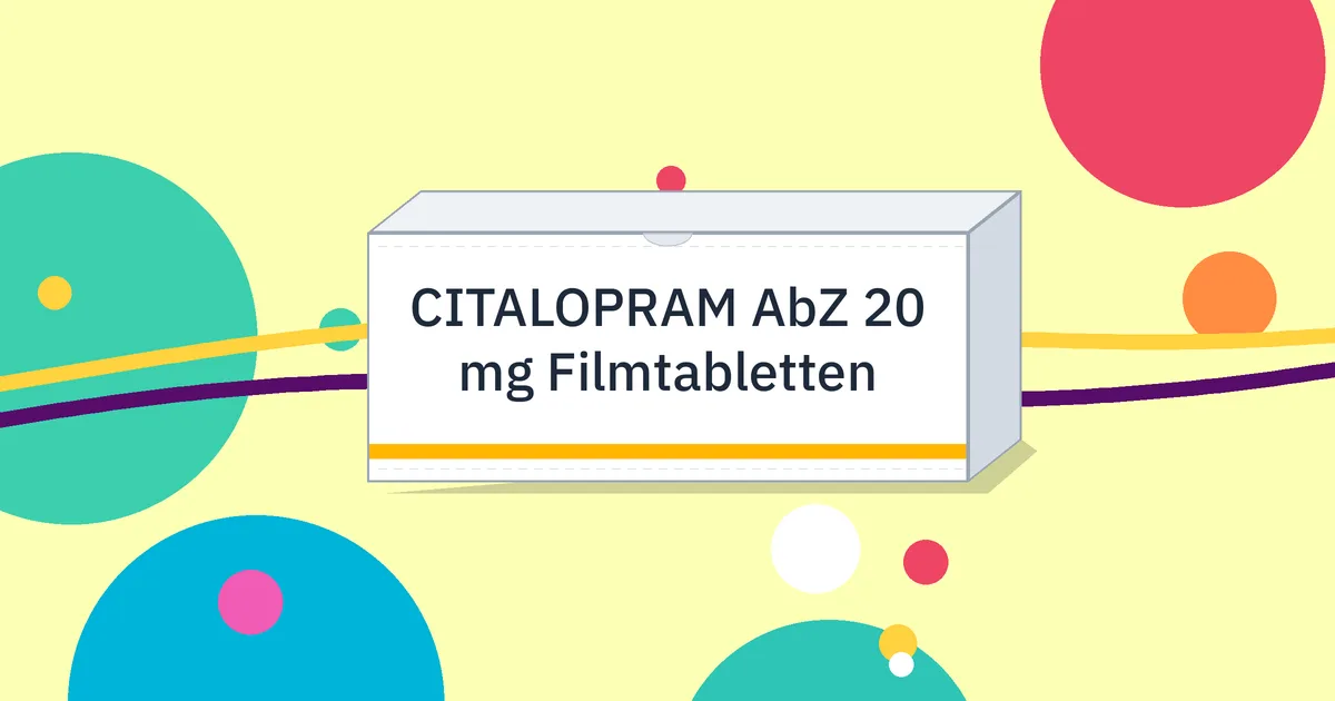 Symbolbild: Packung mit der Aufschrift CITALOPRAM AbZ 20 mg Filmtabletten (PZN 01419971) – Verfügbarkeit und Bezug in Apotheken in Frankfurt am Main