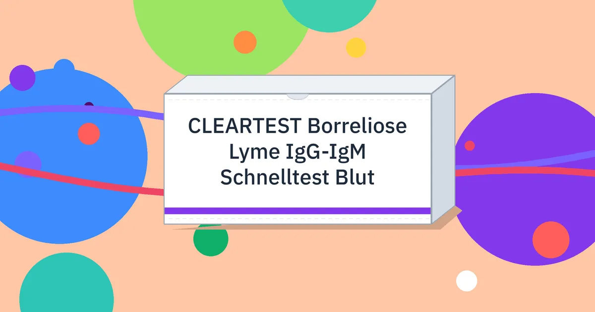 Symbolbild: Packung mit der Aufschrift CLEARTEST Borreliose Lyme IgG-IgM Schnelltest Blut (PZN 16082589) – Verfügbarkeit und Bezug in Apotheken in Frankfurt am Main