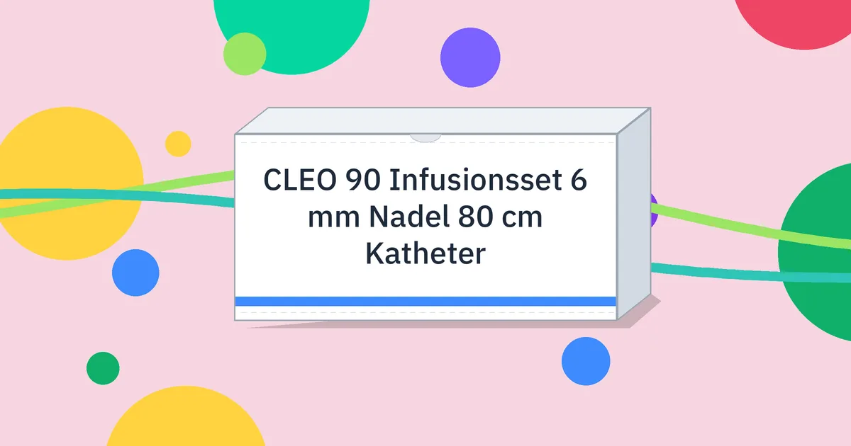 Symbolbild: Packung mit der Aufschrift CLEO 90 Infusionsset 6 mm Nadel 80 cm Katheter (PZN 10204301) – Verfügbarkeit und Bezug in Apotheken in Frankfurt am Main