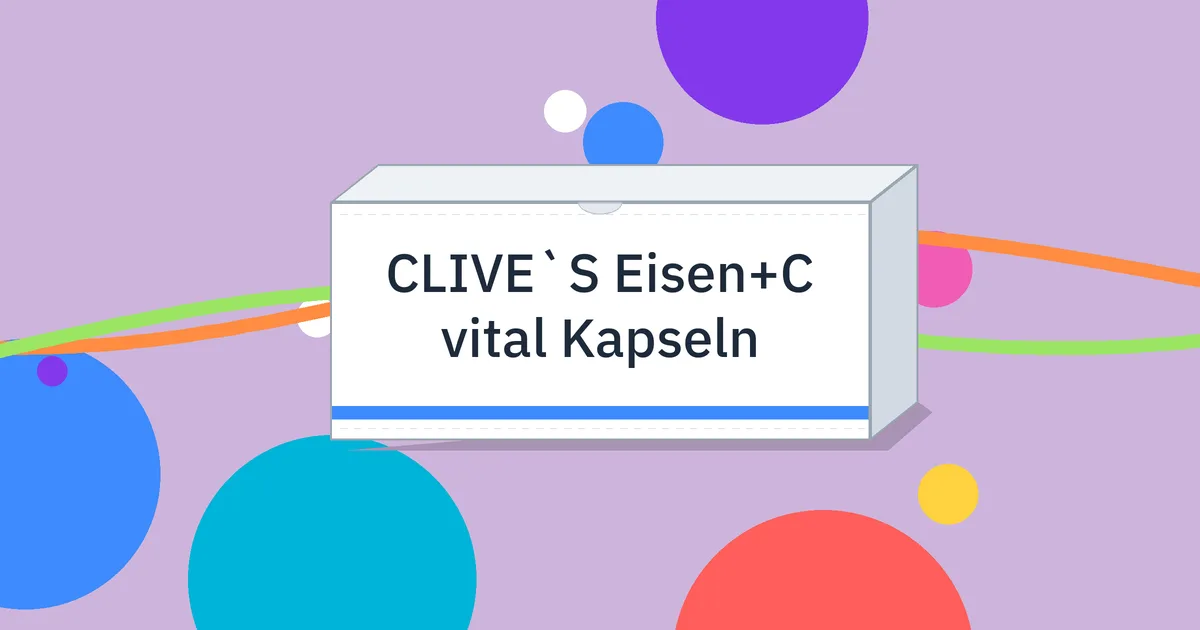 Symbolbild: Packung mit der Aufschrift CLIVE`S Eisen+C vital Kapseln (PZN 11856483) – Verfügbarkeit und Bezug in Apotheken in Frankfurt am Main
