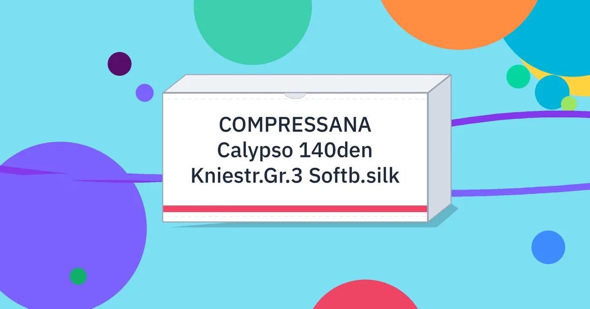 Symbolbild: Packung mit der Aufschrift COMPRESSANA Calypso 140den Kniestr.Gr.3 Softb.silk (PZN 09076513) – Verfügbarkeit und Bezug in Apotheken in Frankfurt am Main
