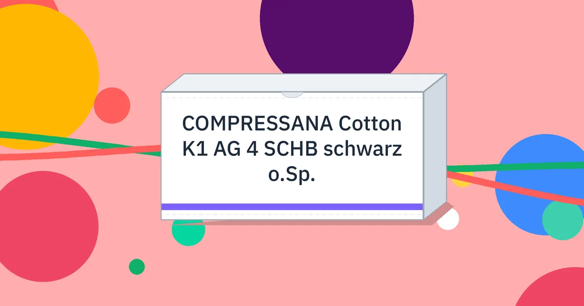 Symbolbild: Packung mit der Aufschrift COMPRESSANA Cotton K1 AG 4 SCHB schwarz o.Sp. (PZN 16959762) – Verfügbarkeit und Bezug in Apotheken in Frankfurt am Main