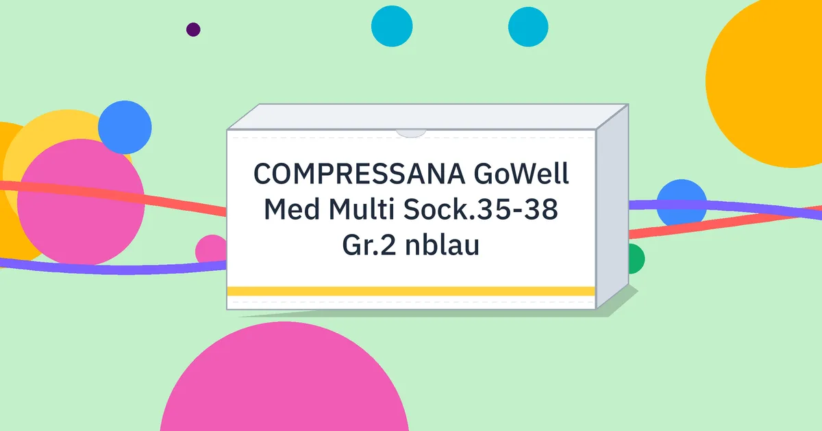 Symbolbild: Packung mit der Aufschrift COMPRESSANA GoWell Med Multi Sock.35-38 Gr.2 nblau (PZN 03116192) – Verfügbarkeit und Bezug in Apotheken in Frankfurt am Main