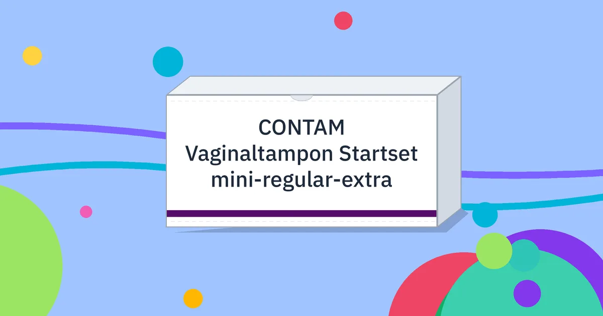 Symbolbild: Packung mit der Aufschrift CONTAM Vaginaltampon Startset mini-regular-extra (PZN 01666592) – Verfügbarkeit und Bezug in Apotheken in Frankfurt am Main