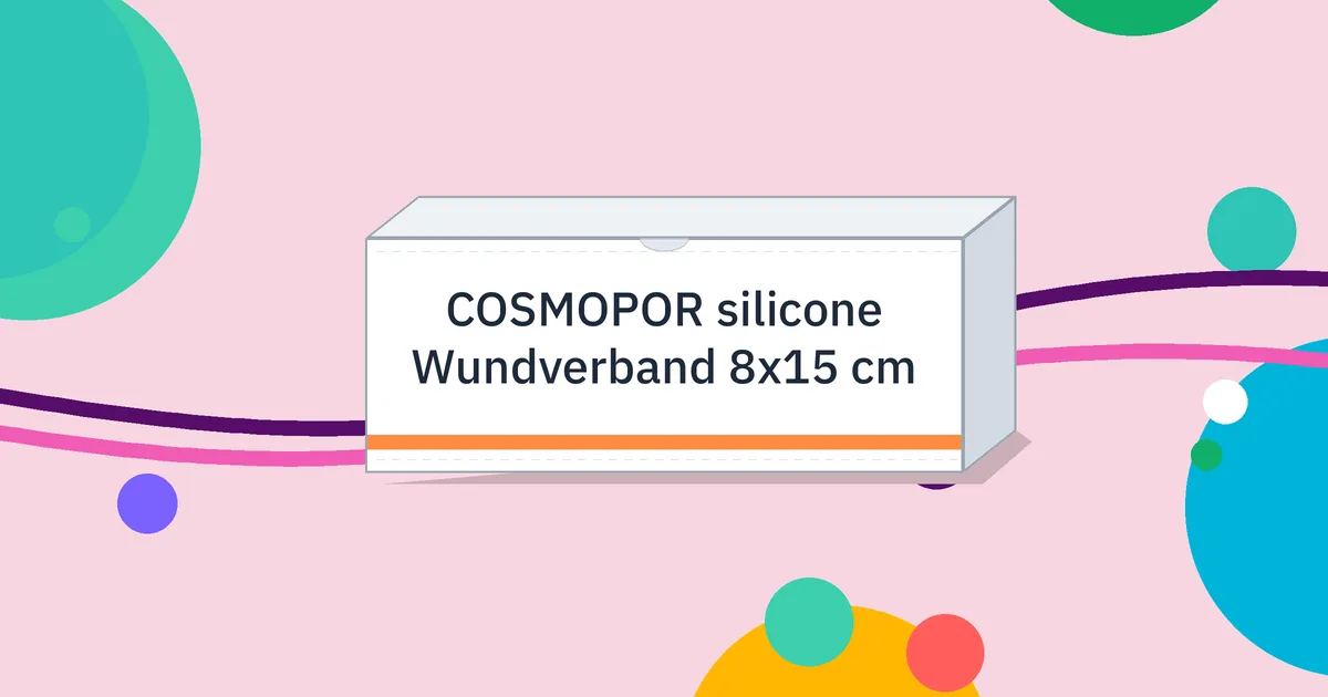 Symbolbild: Packung mit der Aufschrift COSMOPOR silicone Wundverband 8x15 cm (PZN 17417721) – Verfügbarkeit und Bezug in Apotheken in Frankfurt am Main