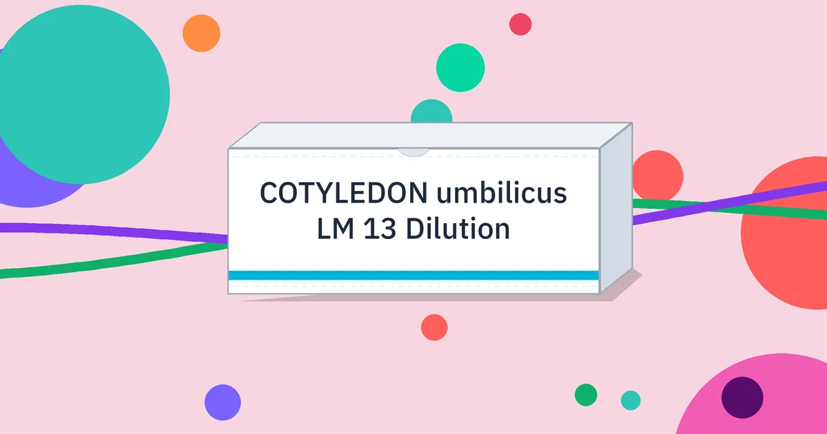 Symbolbild: Packung mit der Aufschrift COTYLEDON umbilicus LM 13 Dilution (PZN 13455831) – Verfügbarkeit und Bezug in Apotheken in Frankfurt am Main