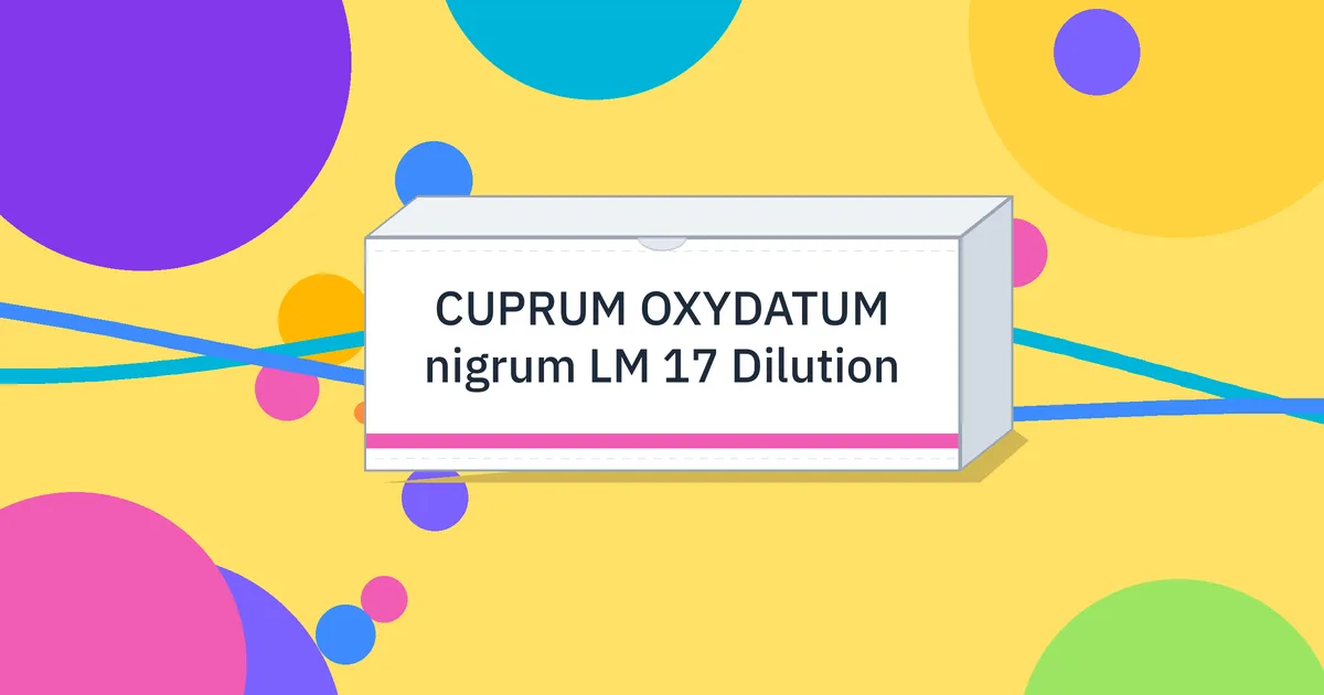 Symbolbild: Packung mit der Aufschrift CUPRUM OXYDATUM nigrum LM 17 Dilution (PZN 13458717) – Verfügbarkeit und Bezug in Apotheken in Frankfurt am Main