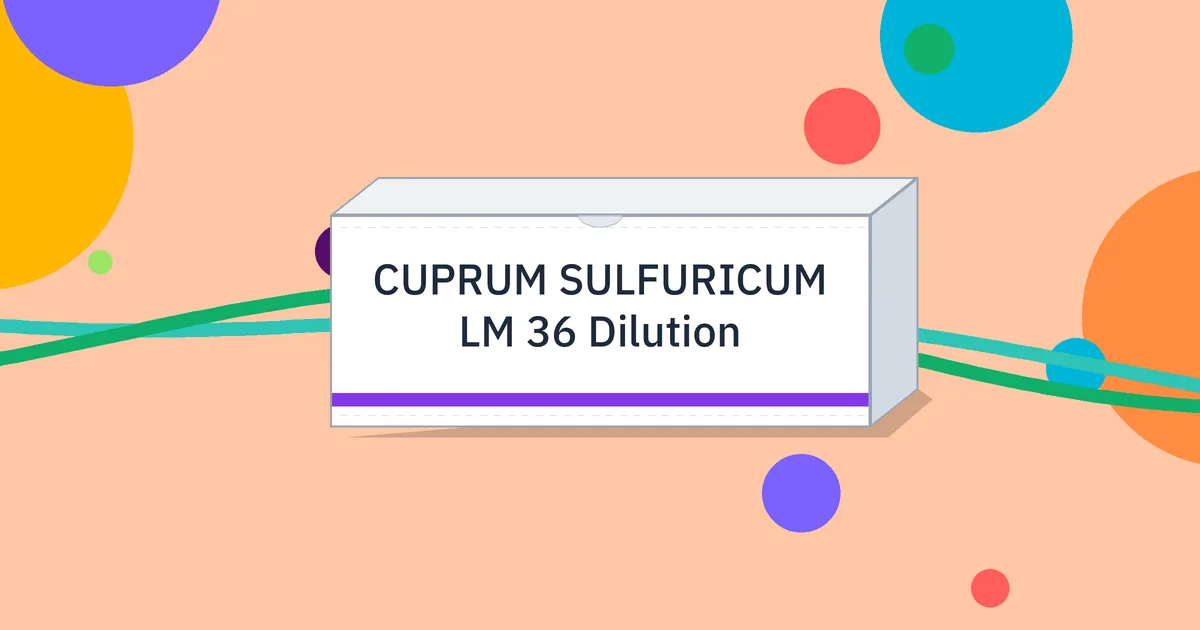 Symbolbild: Packung mit der Aufschrift CUPRUM SULFURICUM LM 36 Dilution (PZN 12839280) – Verfügbarkeit und Bezug in Apotheken in Frankfurt am Main