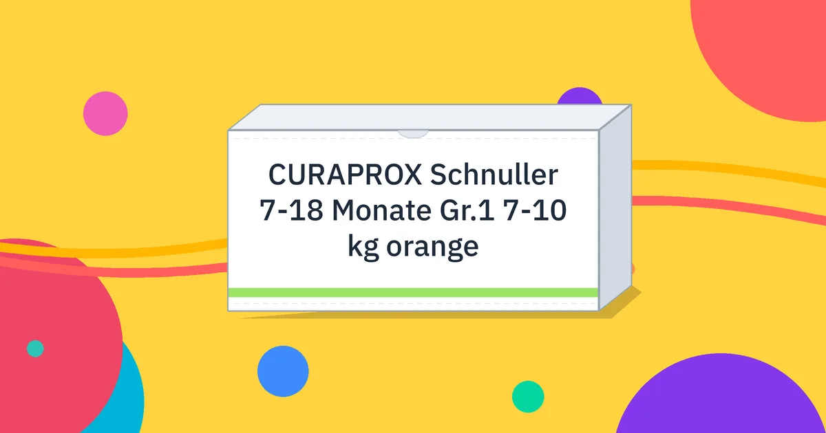 Symbolbild: Packung mit der Aufschrift CURAPROX Schnuller 7-18 Monate Gr.1 7-10 kg orange (PZN 16587734) – Verfügbarkeit und Bezug in Apotheken in Frankfurt am Main
