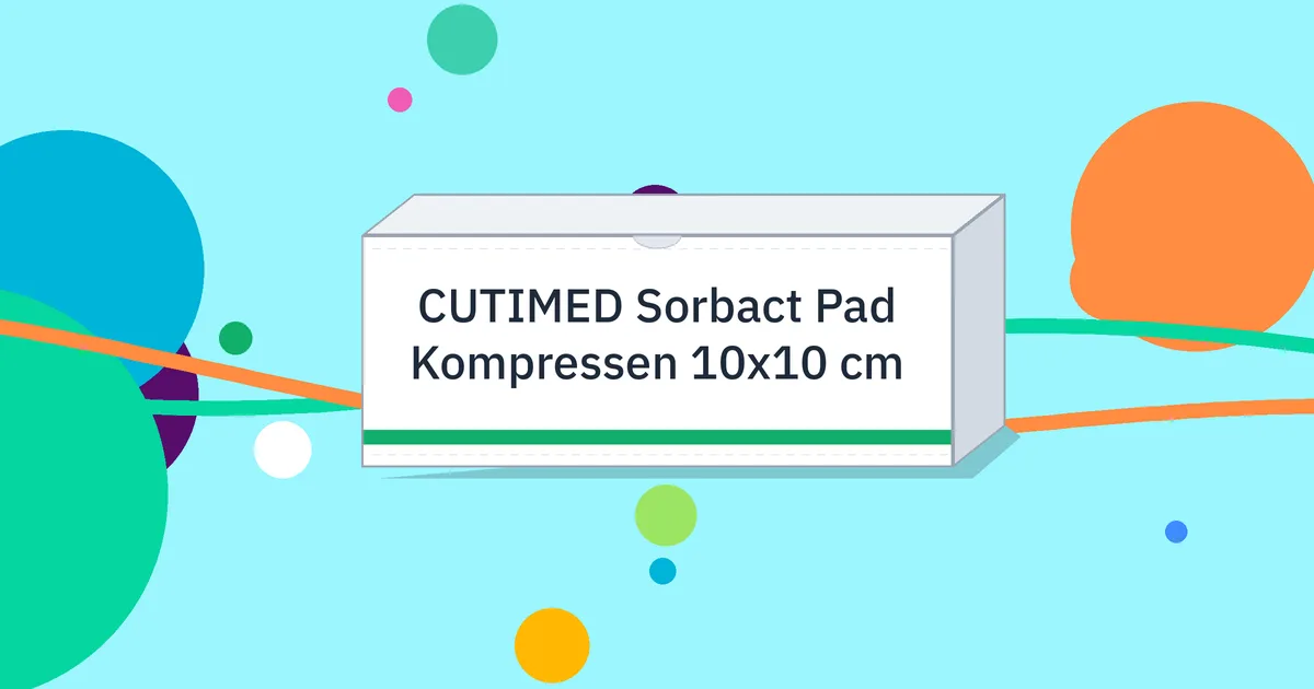 Symbolbild: Packung mit der Aufschrift CUTIMED Sorbact Pad Kompressen 10x10 cm (PZN 20845509) – Verfügbarkeit und Bezug in Apotheken in Frankfurt am Main