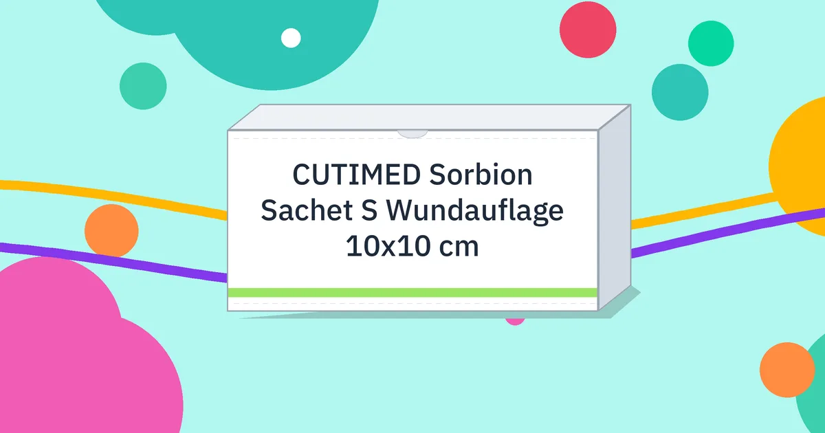 Symbolbild: Packung mit der Aufschrift CUTIMED Sorbion Sachet S Wundauflage 10x10 cm (PZN 17880577) – Verfügbarkeit und Bezug in Apotheken in Frankfurt am Main