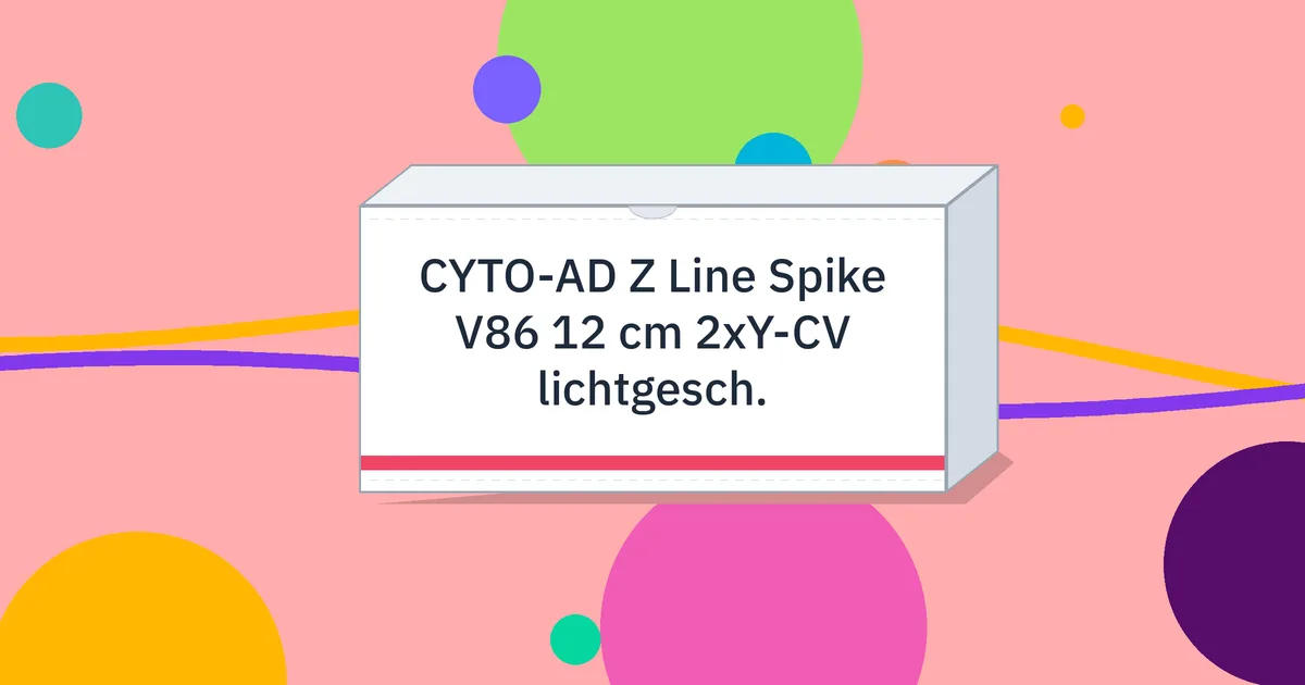 Symbolbild: Packung mit der Aufschrift CYTO-AD Z Line Spike V86 12 cm 2xY-CV lichtgesch. (PZN 20096344) – Verfügbarkeit und Bezug in Apotheken in Frankfurt am Main