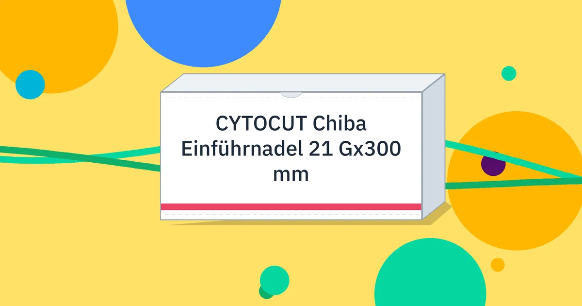Symbolbild: Packung mit der Aufschrift CYTOCUT Chiba Einführnadel 21 Gx300 mm (PZN 16919509) – Verfügbarkeit und Bezug in Apotheken in Frankfurt am Main
