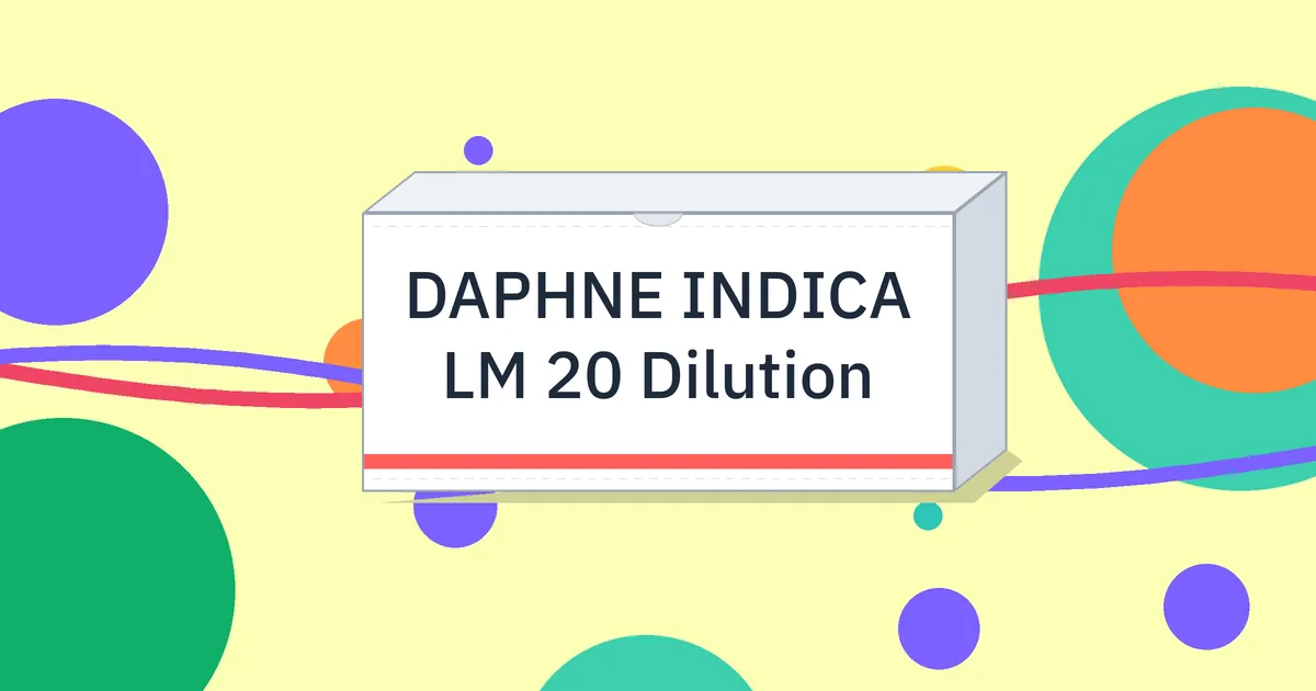 Symbolbild: Packung mit der Aufschrift DAPHNE INDICA LM 20 Dilution (PZN 13461547) – Verfügbarkeit und Bezug in Apotheken in Frankfurt am Main