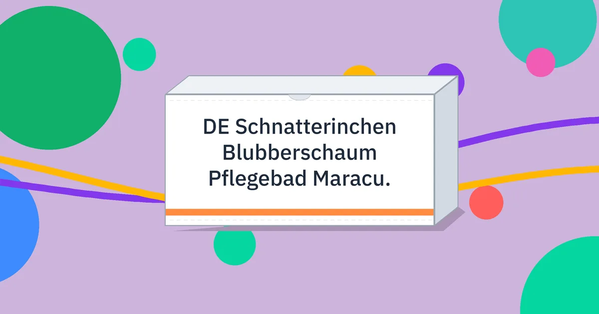 Symbolbild: Packung mit der Aufschrift DE Schnatterinchen Blubberschaum Pflegebad Maracu. (PZN 17997730) – Verfügbarkeit und Bezug in Apotheken in Frankfurt am Main