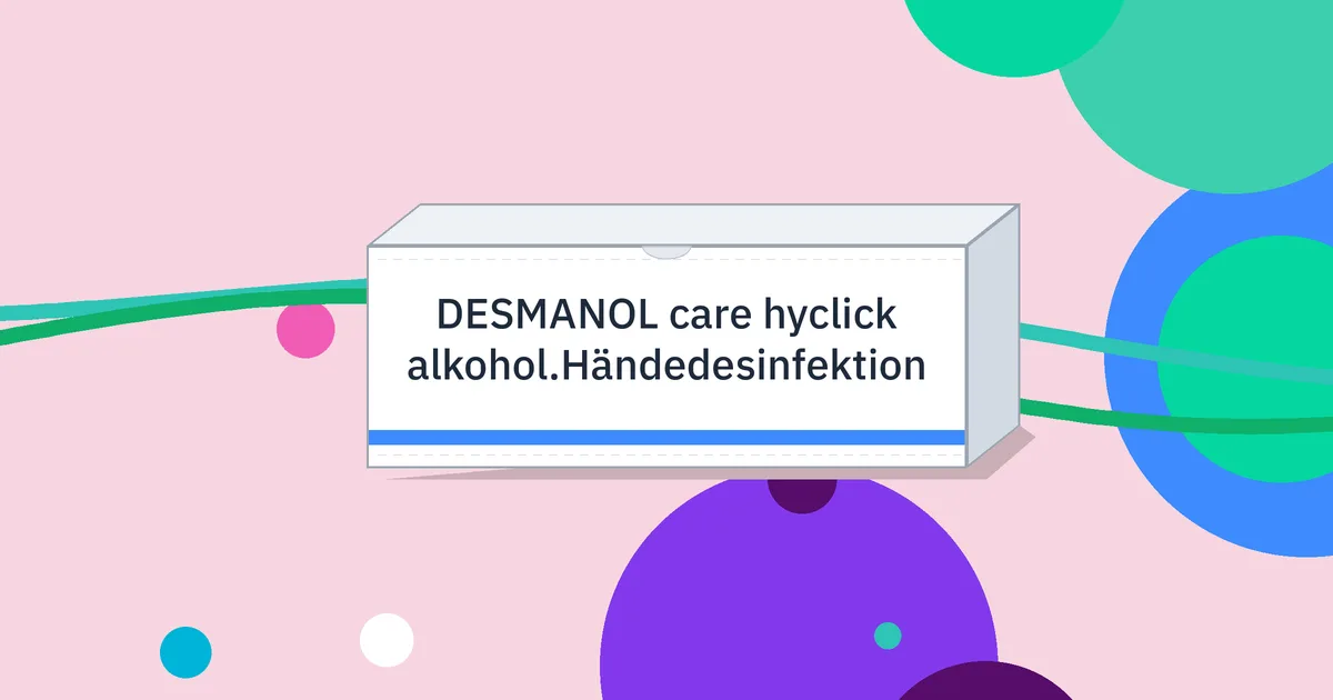 Symbolbild: Packung mit der Aufschrift DESMANOL care hyclick alkohol.Händedesinfektion (PZN 12501552) – Verfügbarkeit und Bezug in Apotheken in Frankfurt am Main