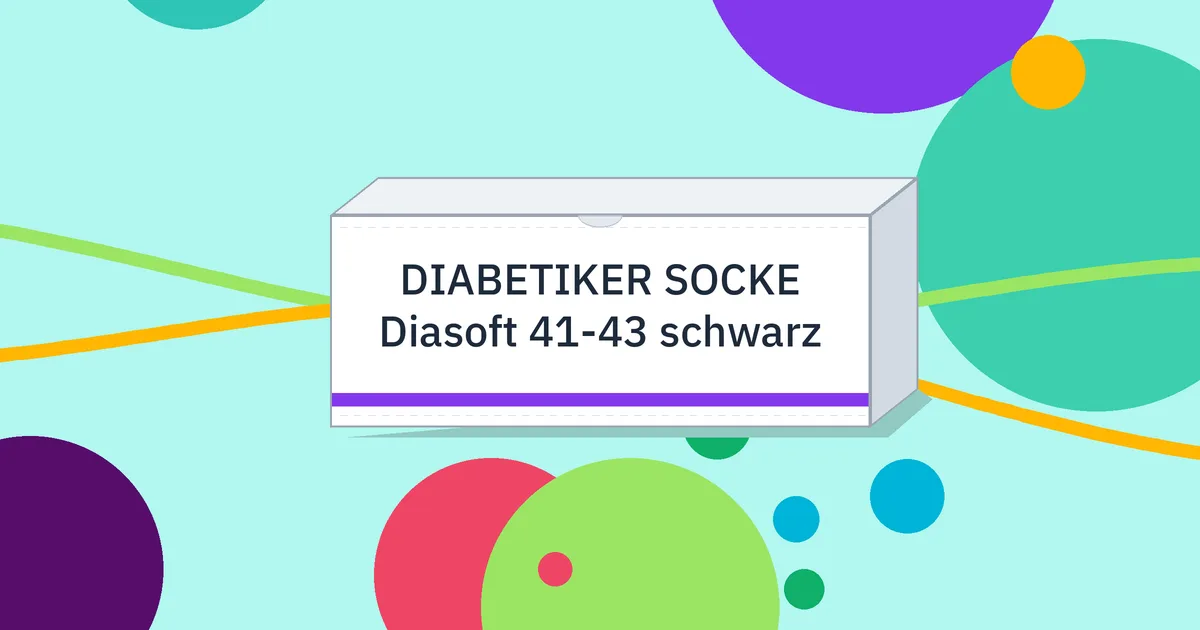 Symbolbild: Packung mit der Aufschrift DIABETIKER SOCKE Diasoft 41-43 schwarz (PZN 01825783) – Verfügbarkeit und Bezug in Apotheken in Frankfurt am Main