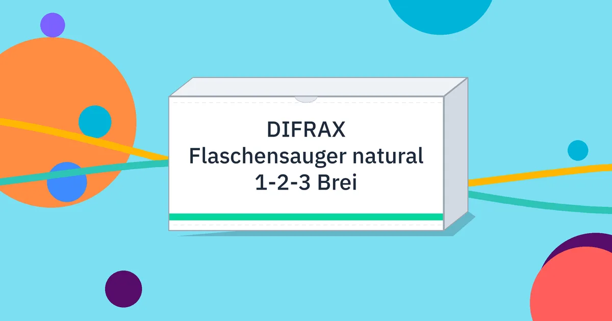 Symbolbild: Packung mit der Aufschrift DIFRAX Flaschensauger natural 1-2-3 Brei (PZN 12518251) – Verfügbarkeit und Bezug in Apotheken in Frankfurt am Main