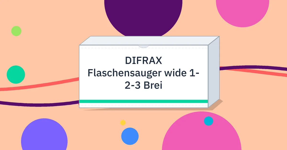 Symbolbild: Packung mit der Aufschrift DIFRAX Flaschensauger wide 1-2-3 Brei (PZN 12518305) – Verfügbarkeit und Bezug in Apotheken in Frankfurt am Main
