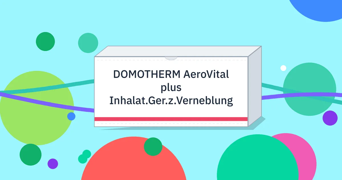 Symbolbild: Packung mit der Aufschrift DOMOTHERM AeroVital plus Inhalat.Ger.z.Verneblung (PZN 16033906) – Verfügbarkeit und Bezug in Apotheken in Frankfurt am Main