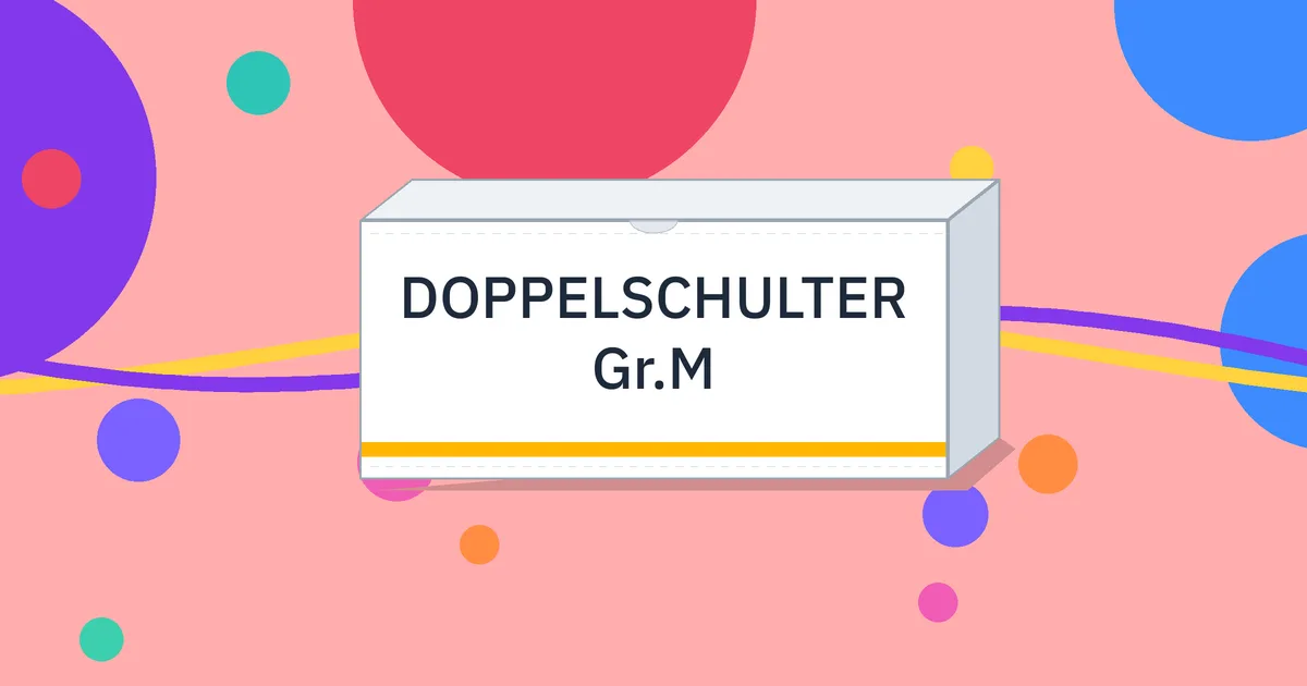 Symbolbild: Packung mit der Aufschrift DOPPELSCHULTER Gr.M (PZN 10546869) – Verfügbarkeit und Bezug in Apotheken in Frankfurt am Main