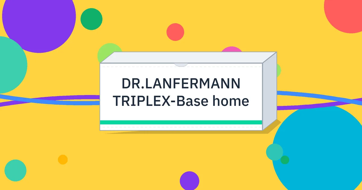 Symbolbild: Packung mit der Aufschrift DR.LANFERMANN TRIPLEX-Base home (PZN 14370367) – Verfügbarkeit und Bezug in Apotheken in Frankfurt am Main