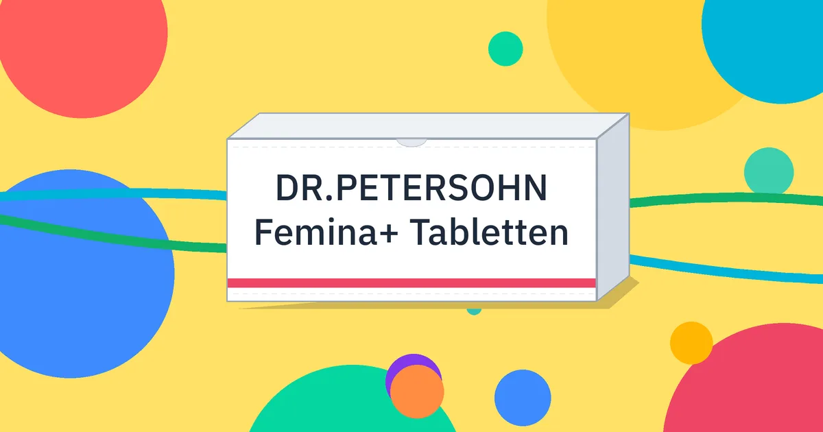 Symbolbild: Packung mit der Aufschrift DR.PETERSOHN Femina+ Tabletten (PZN 20302708) – Verfügbarkeit und Bezug in Apotheken in Frankfurt am Main
