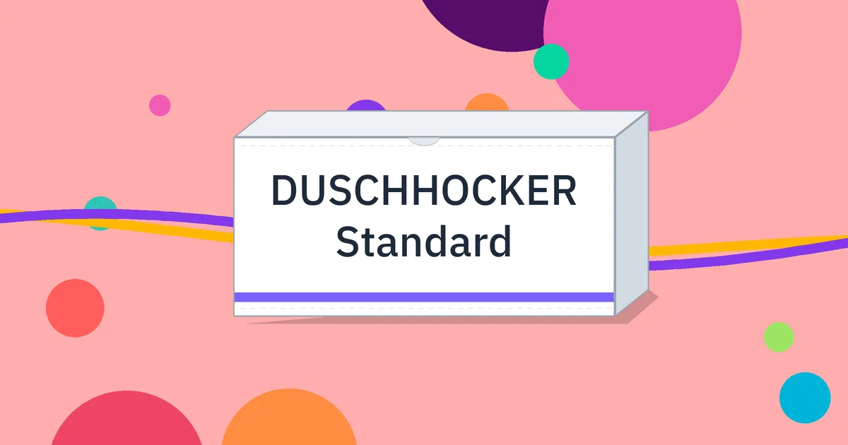 Symbolbild: Packung mit der Aufschrift DUSCHHOCKER Standard (PZN 07686839) – Verfügbarkeit und Bezug in Apotheken in Frankfurt am Main