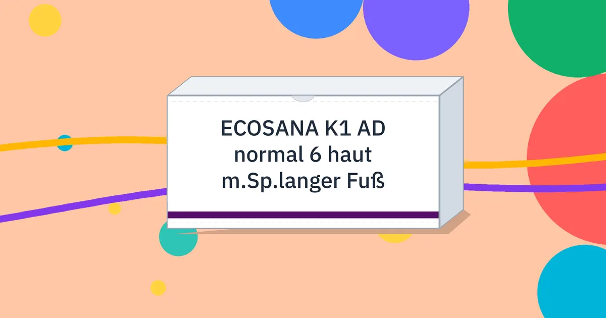 Symbolbild: Packung mit der Aufschrift ECOSANA K1 AD normal 6 haut m.Sp.langer Fuß (PZN 04725332) – Verfügbarkeit und Bezug in Apotheken in Frankfurt am Main