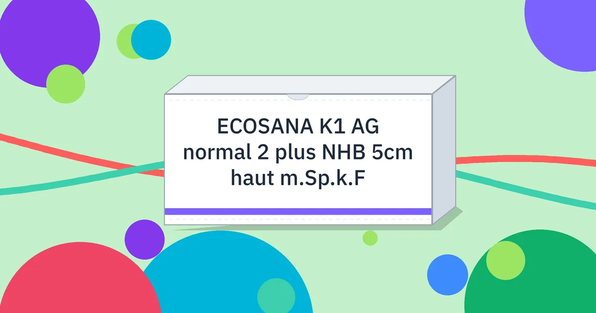Symbolbild: Packung mit der Aufschrift ECOSANA K1 AG normal 2 plus NHB 5cm haut m.Sp.k.F (PZN 04727041) – Verfügbarkeit und Bezug in Apotheken in Frankfurt am Main