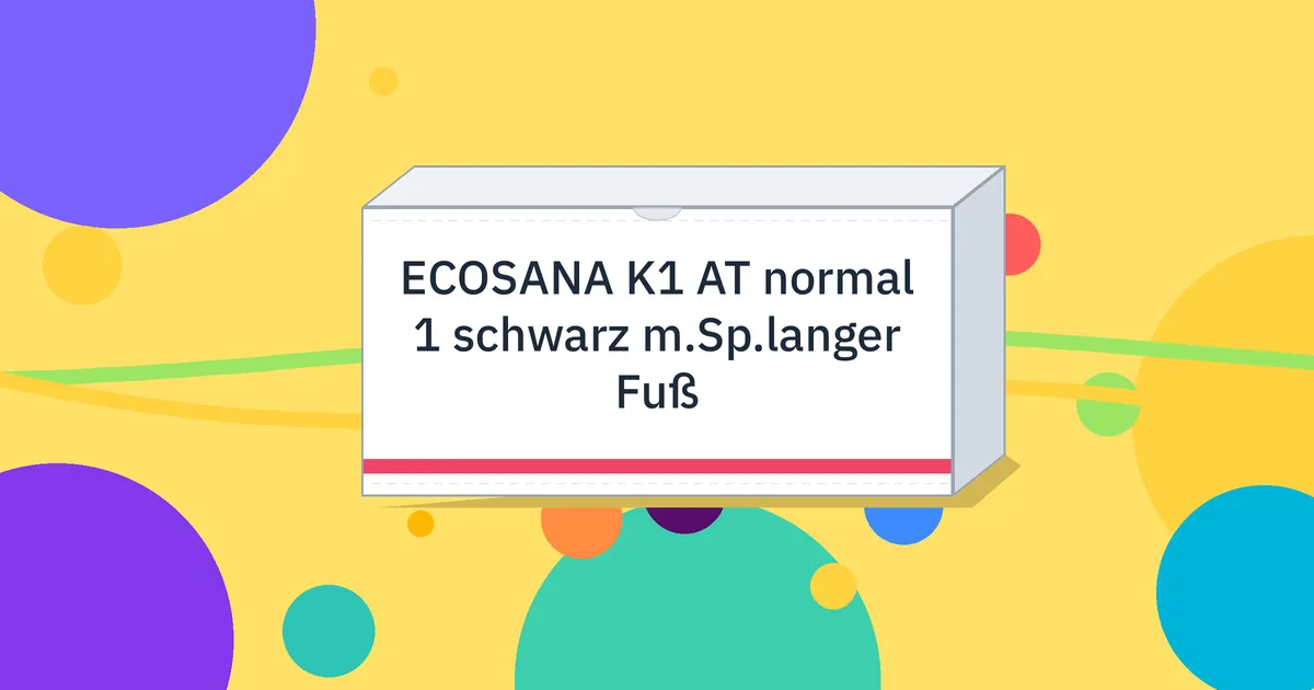 Symbolbild: Packung mit der Aufschrift ECOSANA K1 AT normal 1 schwarz m.Sp.langer Fuß (PZN 04731137) – Verfügbarkeit und Bezug in Apotheken in Frankfurt am Main