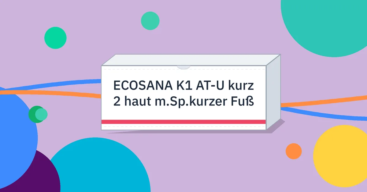 Symbolbild: Packung mit der Aufschrift ECOSANA K1 AT-U kurz 2 haut m.Sp.kurzer Fuß (PZN 04733478) – Verfügbarkeit und Bezug in Apotheken in Frankfurt am Main