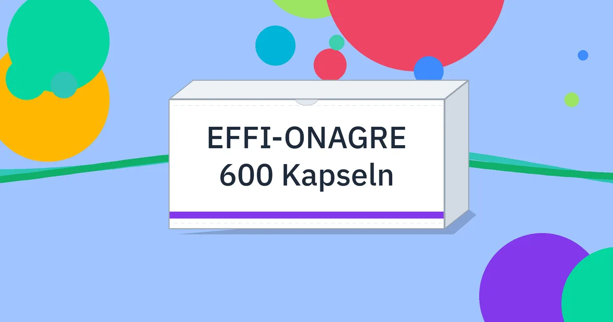 Symbolbild: Packung mit der Aufschrift EFFI-ONAGRE 600 Kapseln (PZN 13427208) – Verfügbarkeit und Bezug in Apotheken in Frankfurt am Main