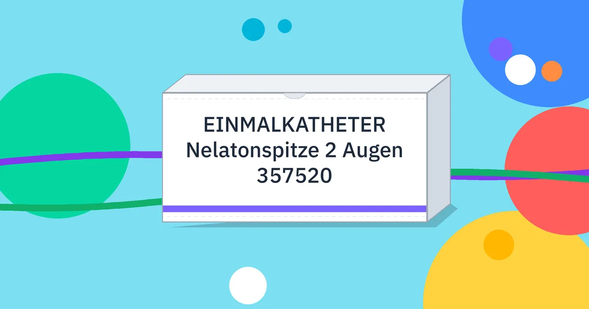 Symbolbild: Packung mit der Aufschrift EINMALKATHETER Nelatonspitze 2 Augen 357520 (PZN 20288629) – Verfügbarkeit und Bezug in Apotheken in Frankfurt am Main