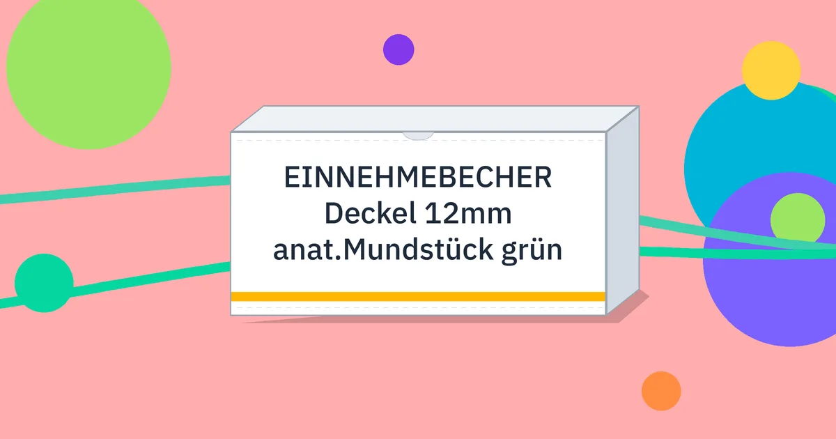 Symbolbild: Packung mit der Aufschrift EINNEHMEBECHER Deckel 12mm anat.Mundstück grün (PZN 13919124) – Verfügbarkeit und Bezug in Apotheken in Frankfurt am Main