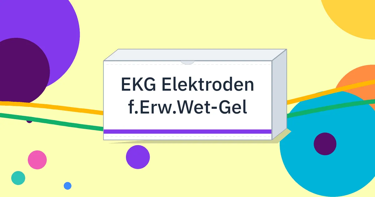 Symbolbild: Packung mit der Aufschrift EKG Elektroden f.Erw.Wet-Gel (PZN 20516579) – Verfügbarkeit und Bezug in Apotheken in Frankfurt am Main