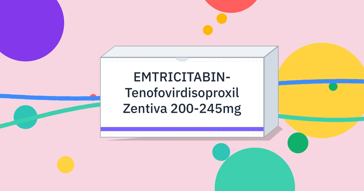 Symbolbild: Packung mit der Aufschrift EMTRICITABIN-Tenofovirdisoproxil Zentiva 200-245mg (PZN 15389877) – Verfügbarkeit und Bezug in Apotheken in Frankfurt am Main