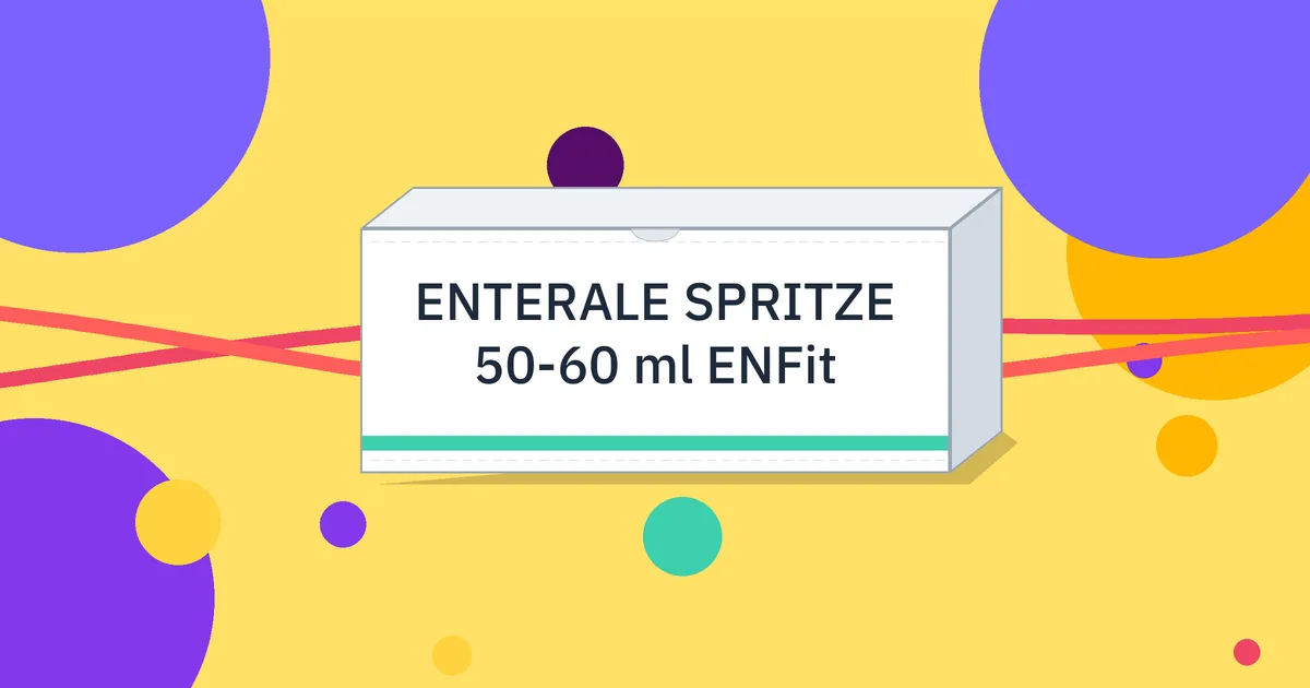 Symbolbild: Packung mit der Aufschrift ENTERALE SPRITZE 50-60 ml ENFit (PZN 11331160) – Verfügbarkeit und Bezug in Apotheken in Frankfurt am Main