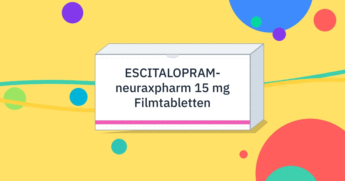 Symbolbild: Packung mit der Aufschrift ESCITALOPRAM-neuraxpharm 15 mg Filmtabletten (PZN 01147337) – Verfügbarkeit und Bezug in Apotheken in Frankfurt am Main