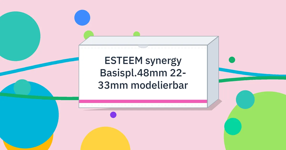 Symbolbild: Packung mit der Aufschrift ESTEEM synergy Basispl.48mm 22-33mm modelierbar (PZN 06415417) – Verfügbarkeit und Bezug in Apotheken in Frankfurt am Main