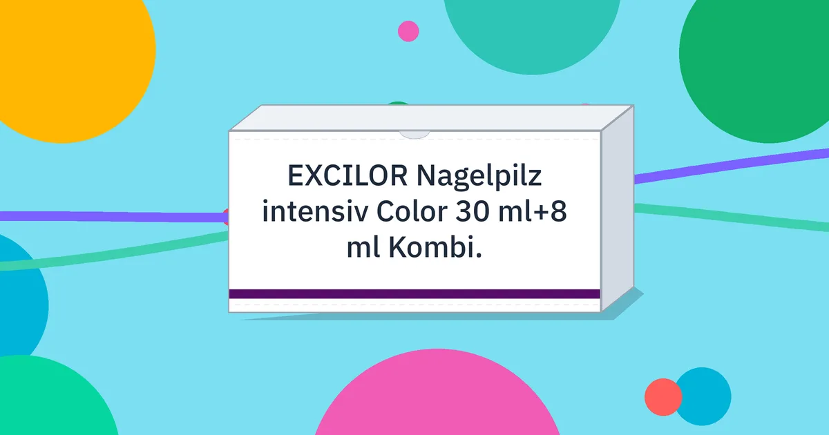 Symbolbild: Packung mit der Aufschrift EXCILOR Nagelpilz intensiv Color 30 ml+8 ml Kombi. (PZN 19129972) – Verfügbarkeit und Bezug in Apotheken in Frankfurt am Main