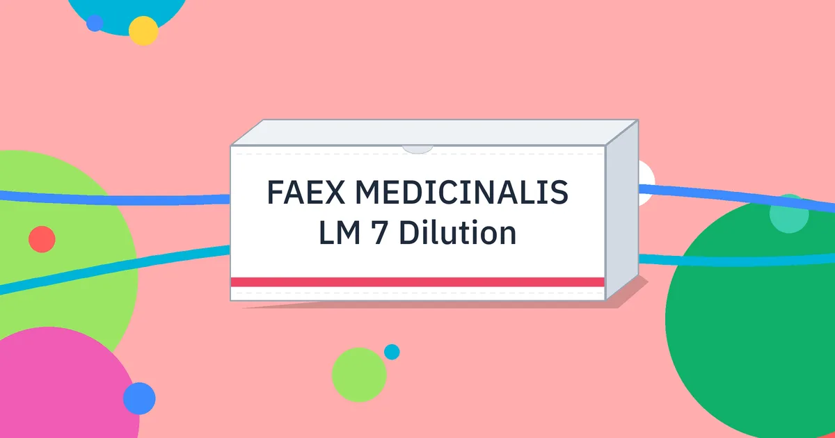 Symbolbild: Packung mit der Aufschrift FAEX MEDICINALIS LM 7 Dilution (PZN 13485967) – Verfügbarkeit und Bezug in Apotheken in Frankfurt am Main